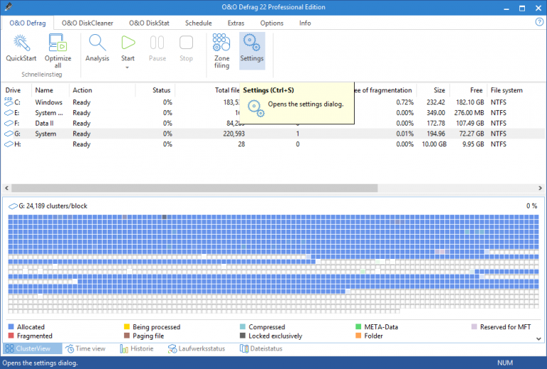 Settings O&O Software