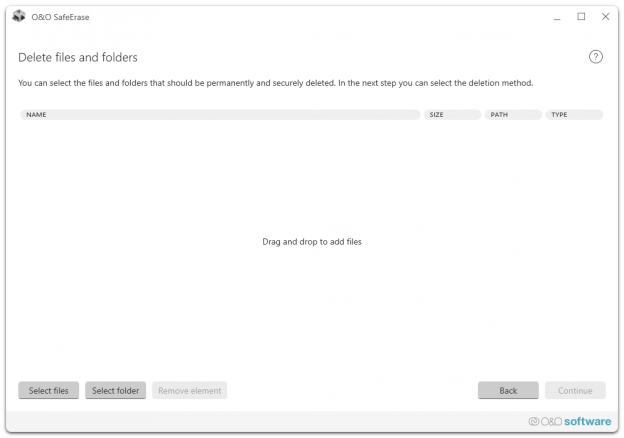 Securely delete files and folders O&O Software